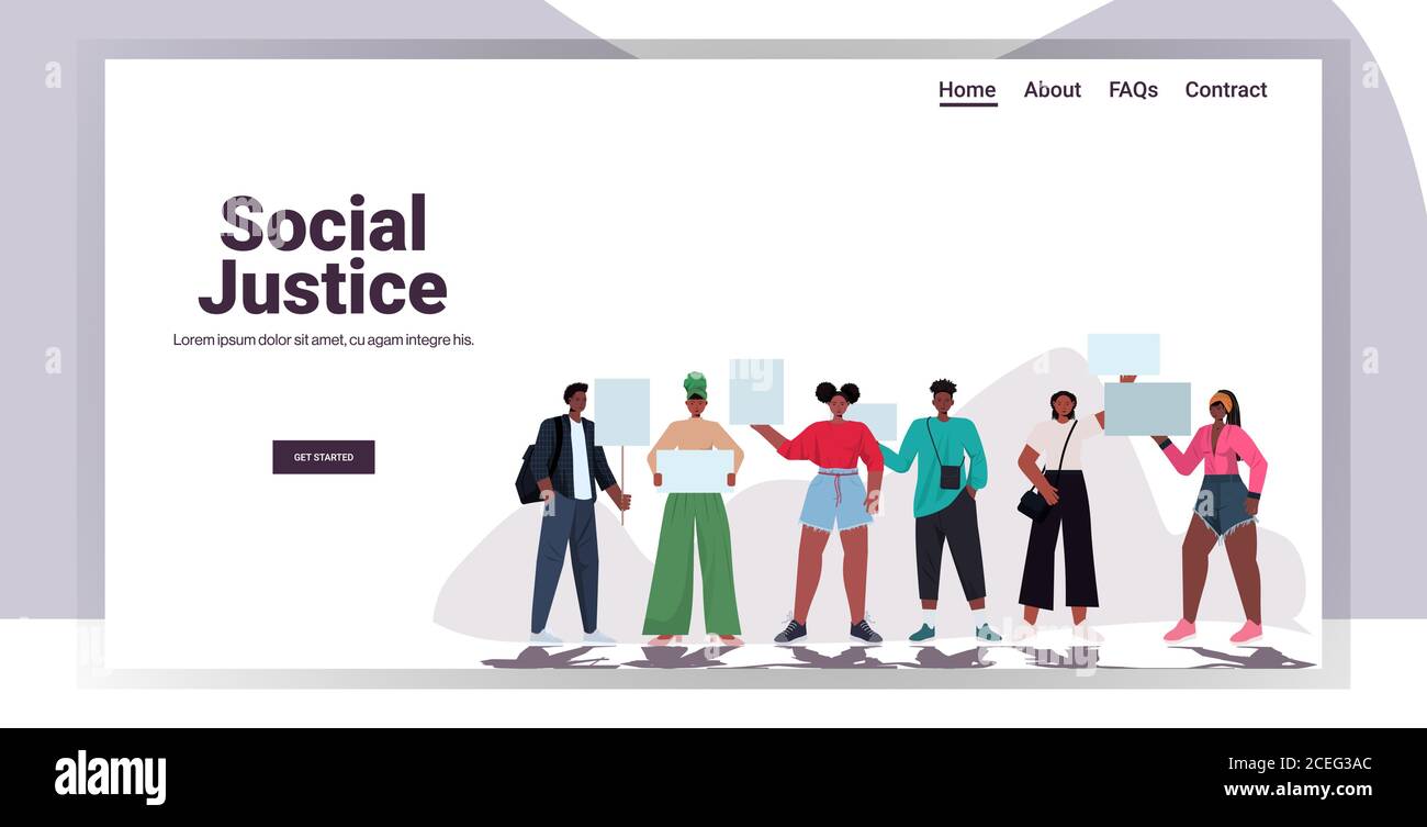 african american activists holding stop racism posters racial equality ...