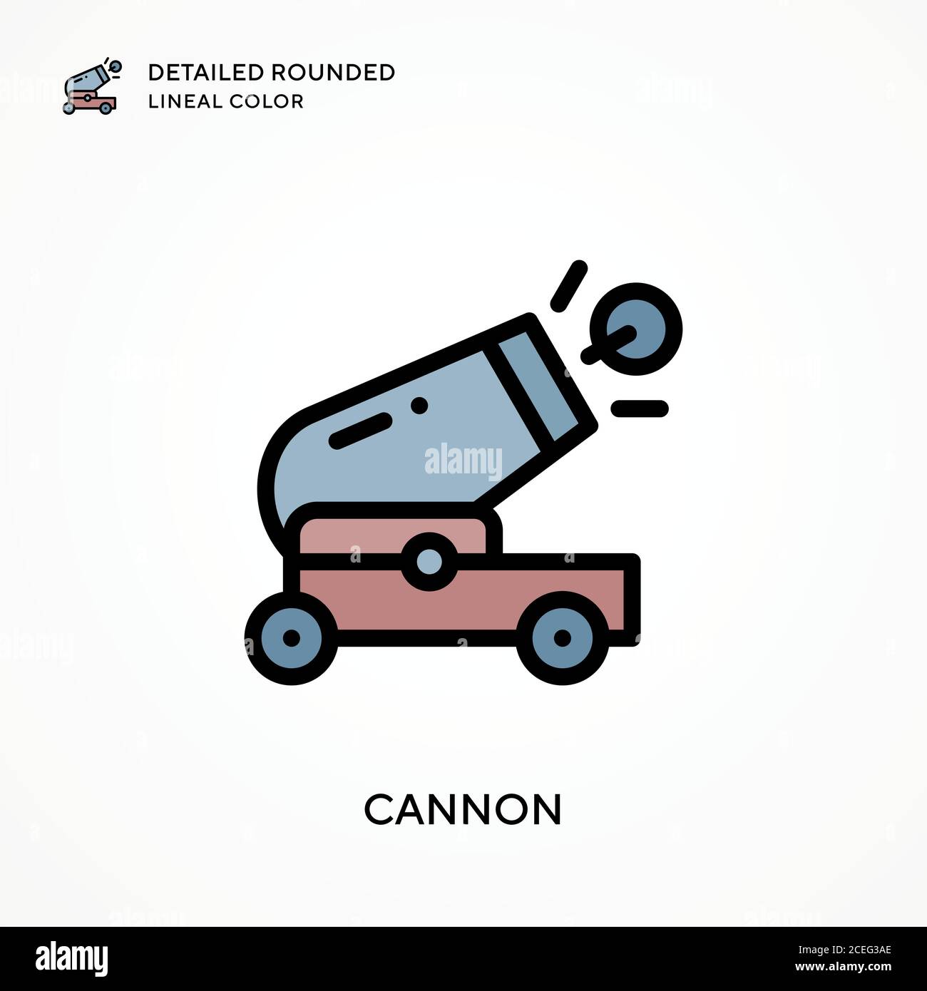 Cannon detailed rounded lineal color. Modern vector illustration concepts. Easy to edit and ...
