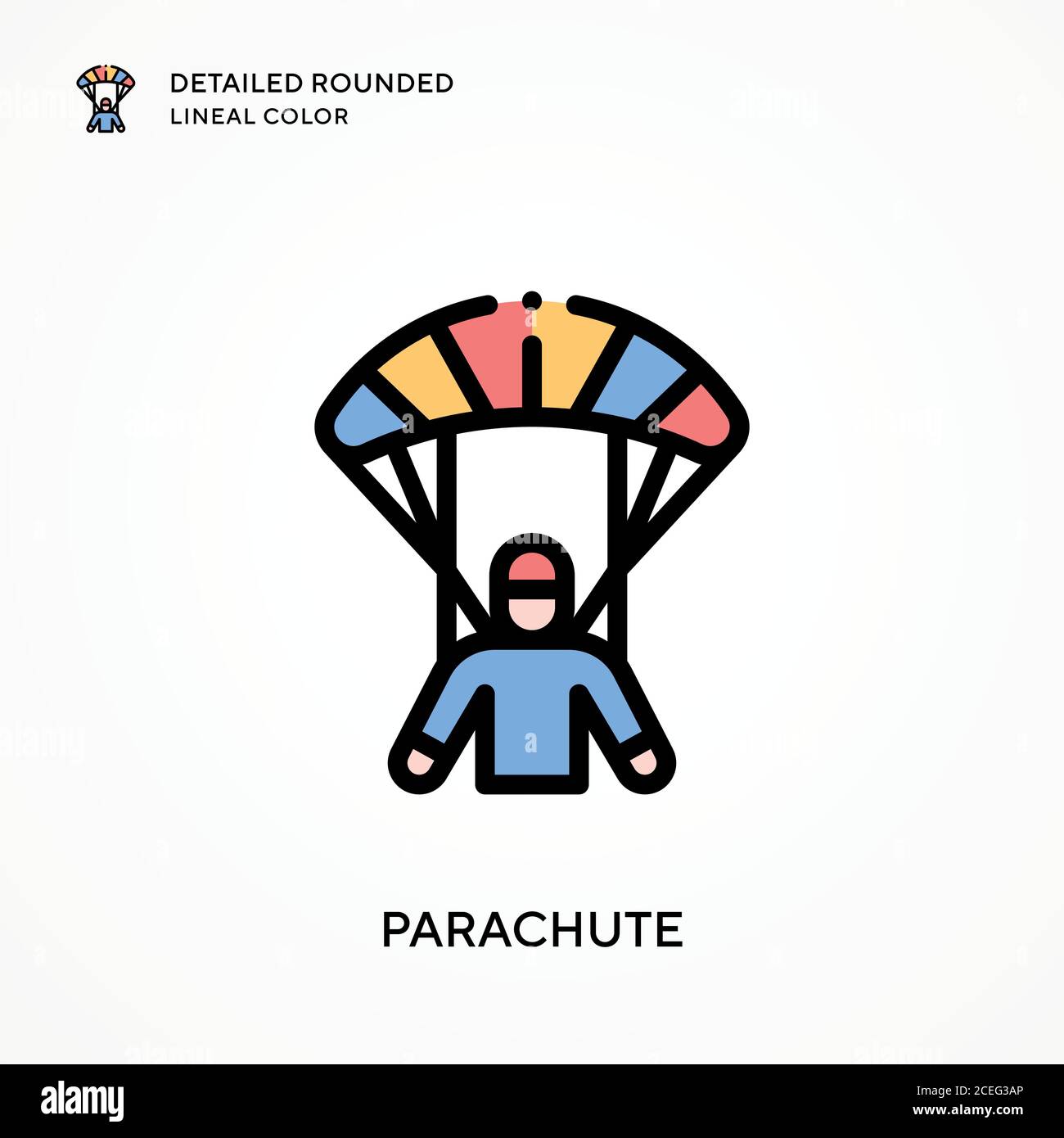 Parachute detailed rounded lineal color. Modern vector illustration ...