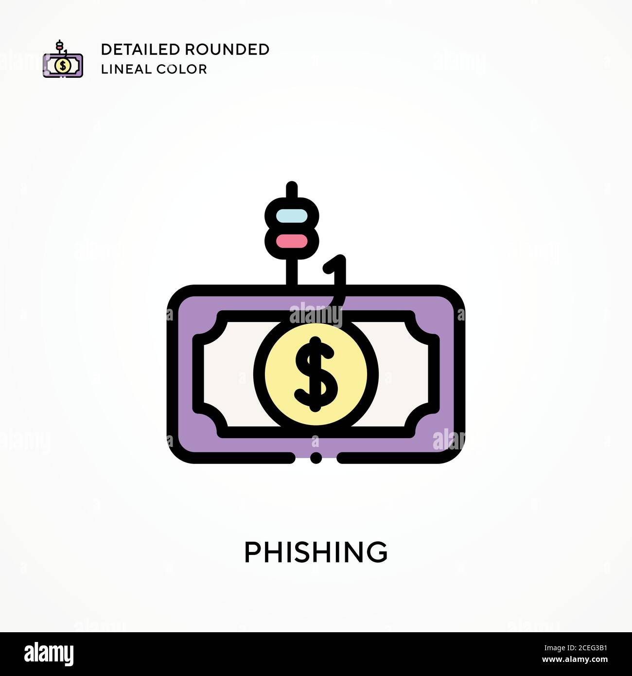 Phishing detailed rounded lineal color. Modern vector illustration ...