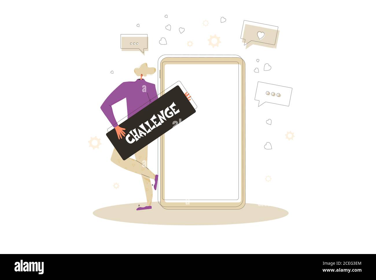 Challenge annonce. Social media flashmob or contest. Vector flat ...
