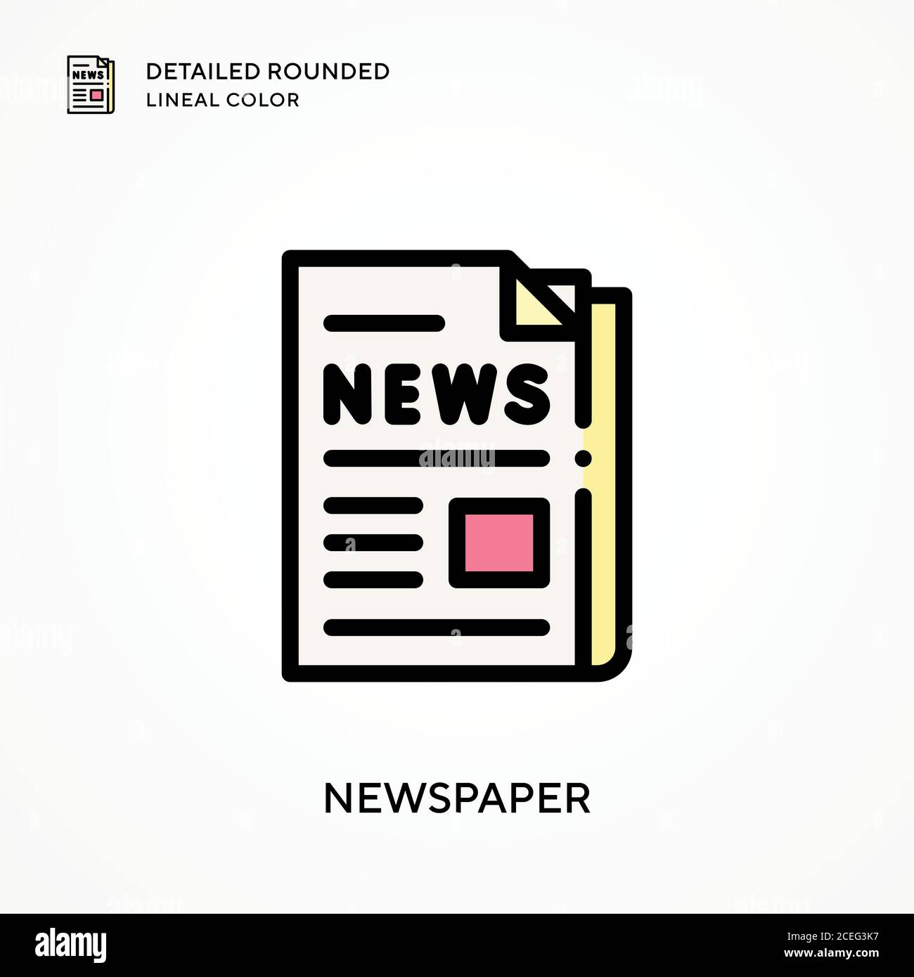 Newspaper detailed rounded lineal color. Modern vector illustration ...
