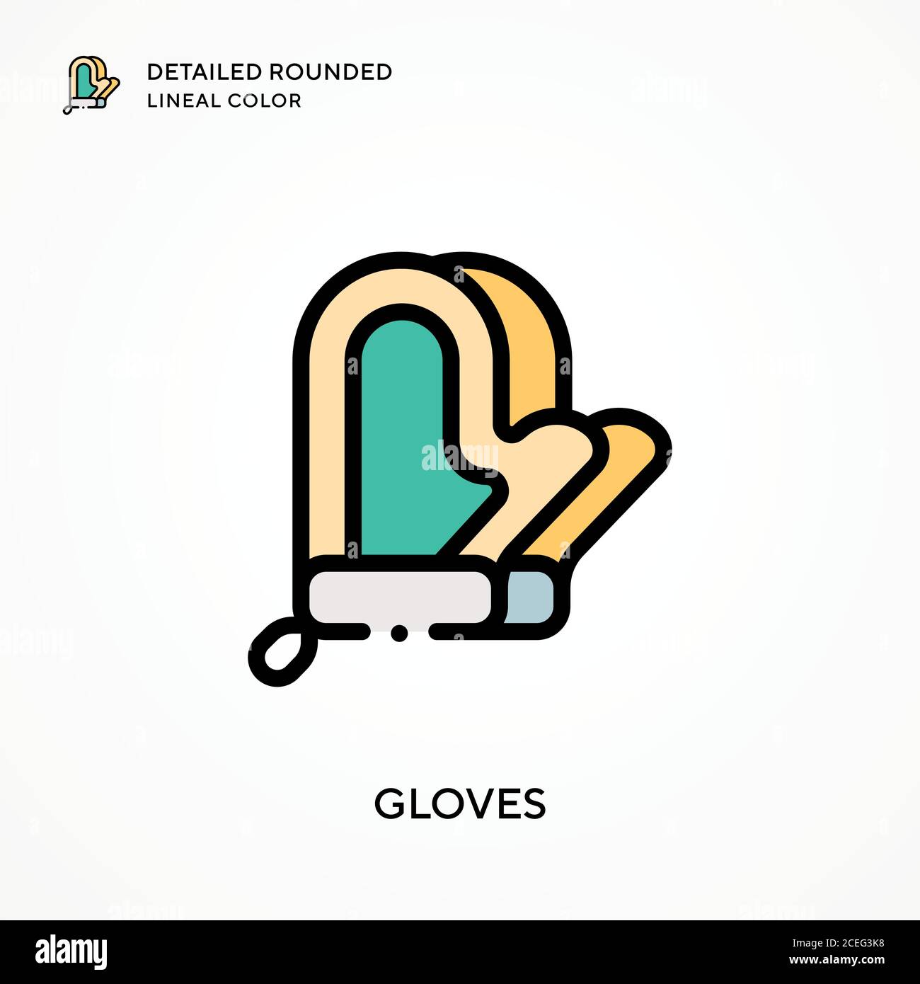 Gloves detailed rounded lineal color. Modern vector illustration ... Gloves detailed rounded lineal color. Modern vector illustration ...