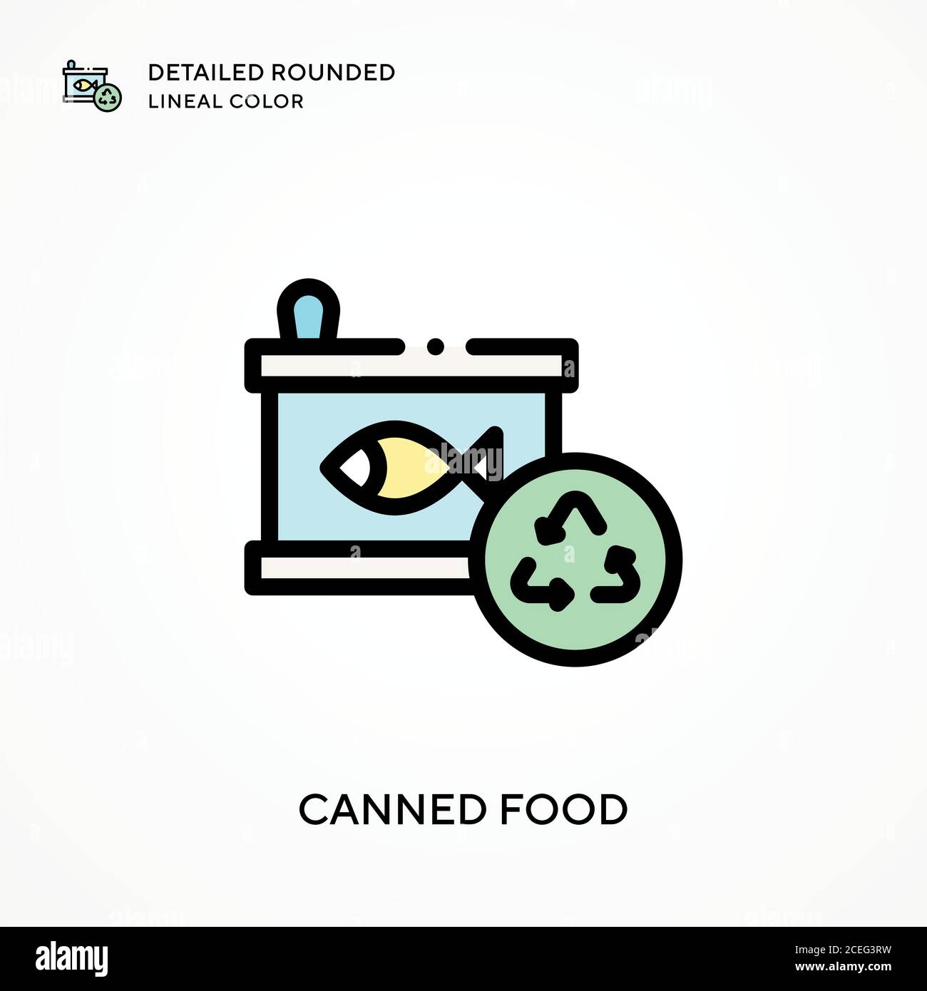 Canned food detailed rounded lineal color. Modern vector illustration ...