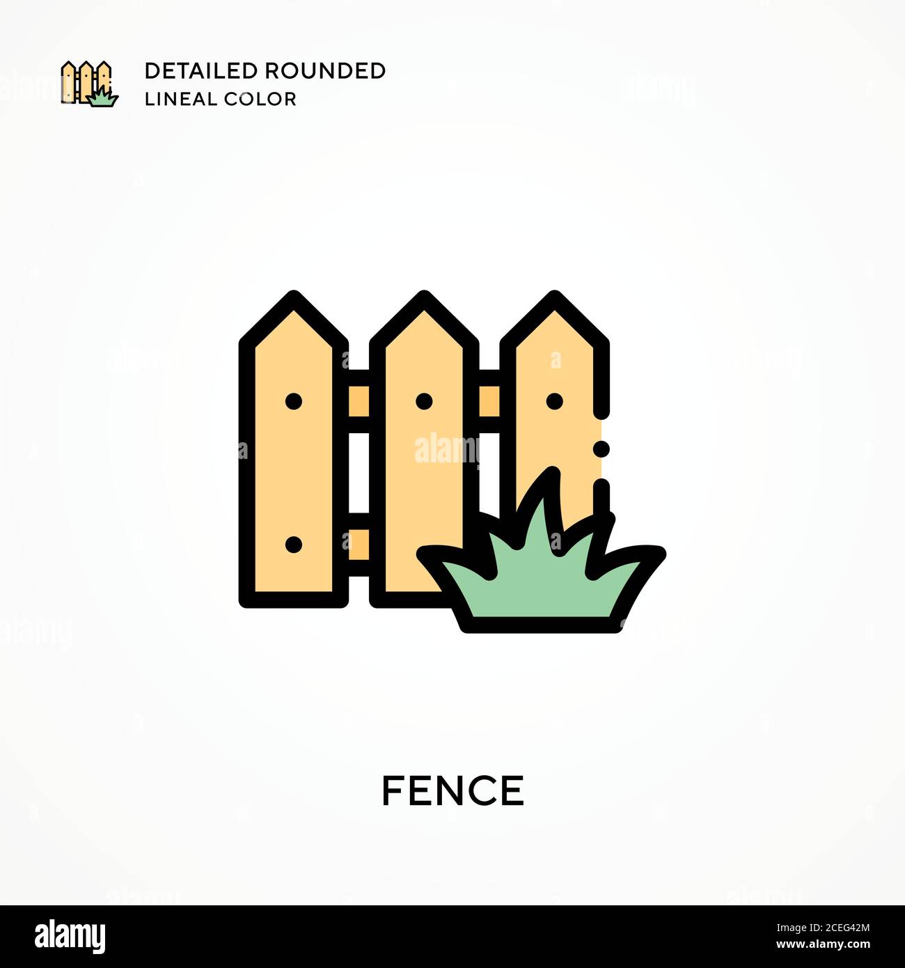 Fence detailed rounded lineal color. Modern vector illustration ...