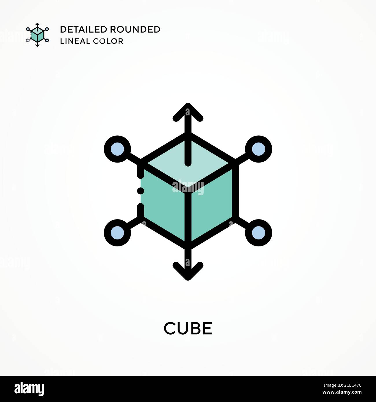 Cube detailed rounded lineal color. Modern vector illustration concepts ...