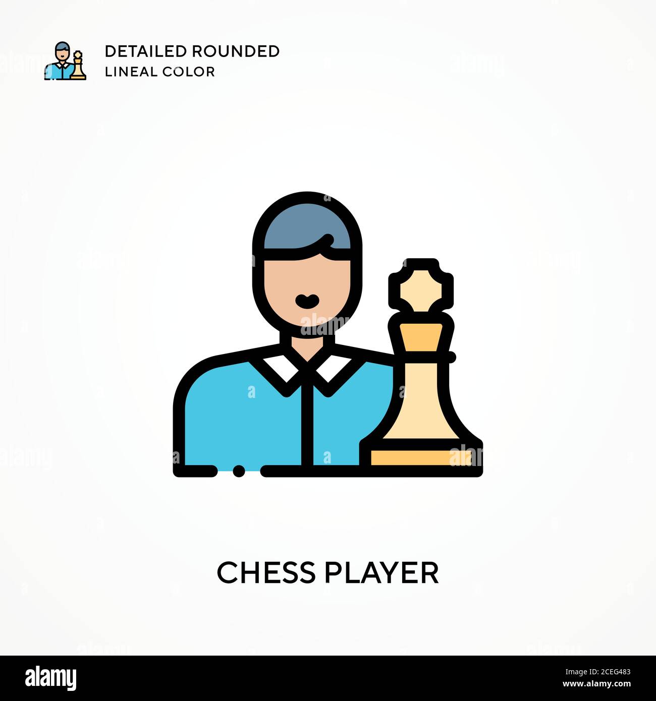 Chess player detailed rounded lineal color. Modern vector illustration ...