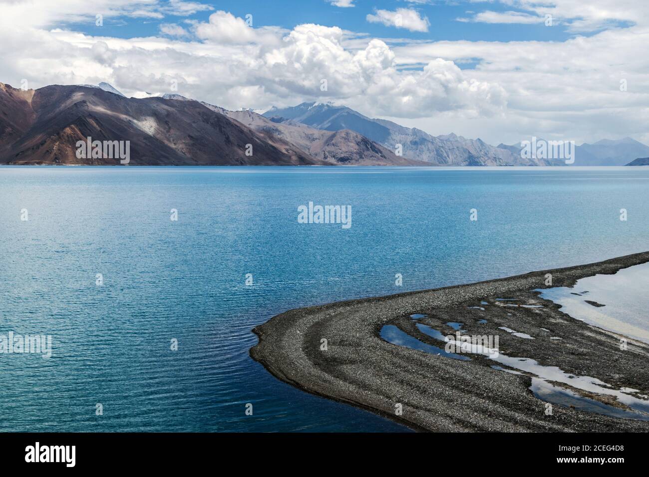 View east into China (Tibet) across Pangong Tso (Pangong Lake) near the Line of Actual Control ...