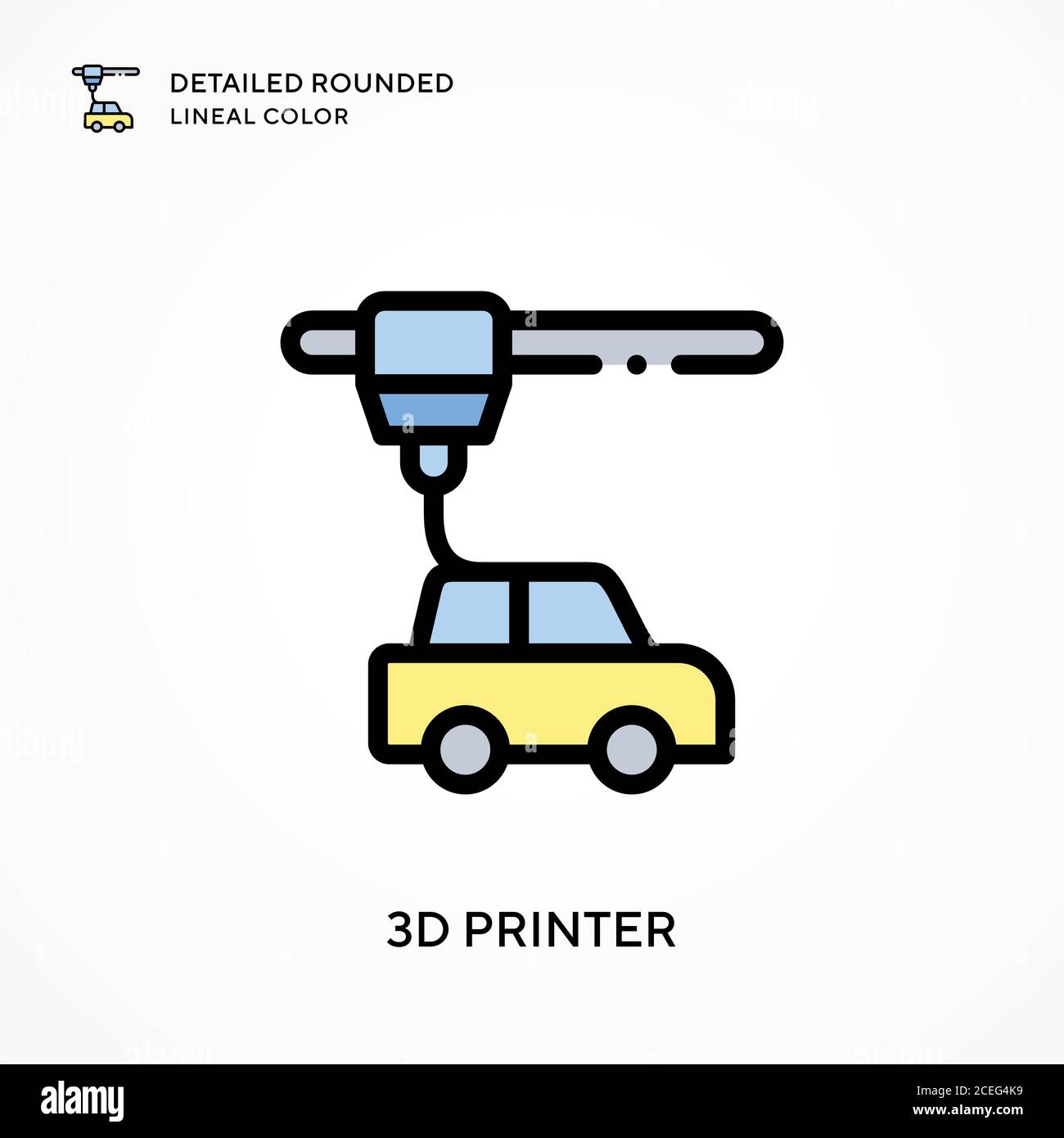 3d printer detailed rounded lineal color. Modern vector illustration ...