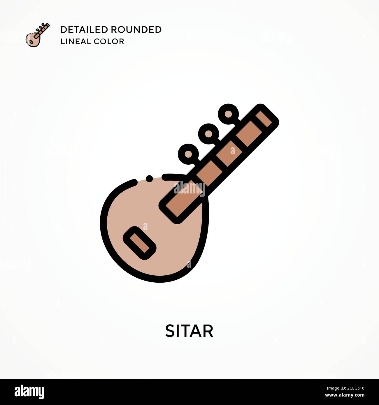 Sitar detailed rounded lineal color. Modern vector illustration ...