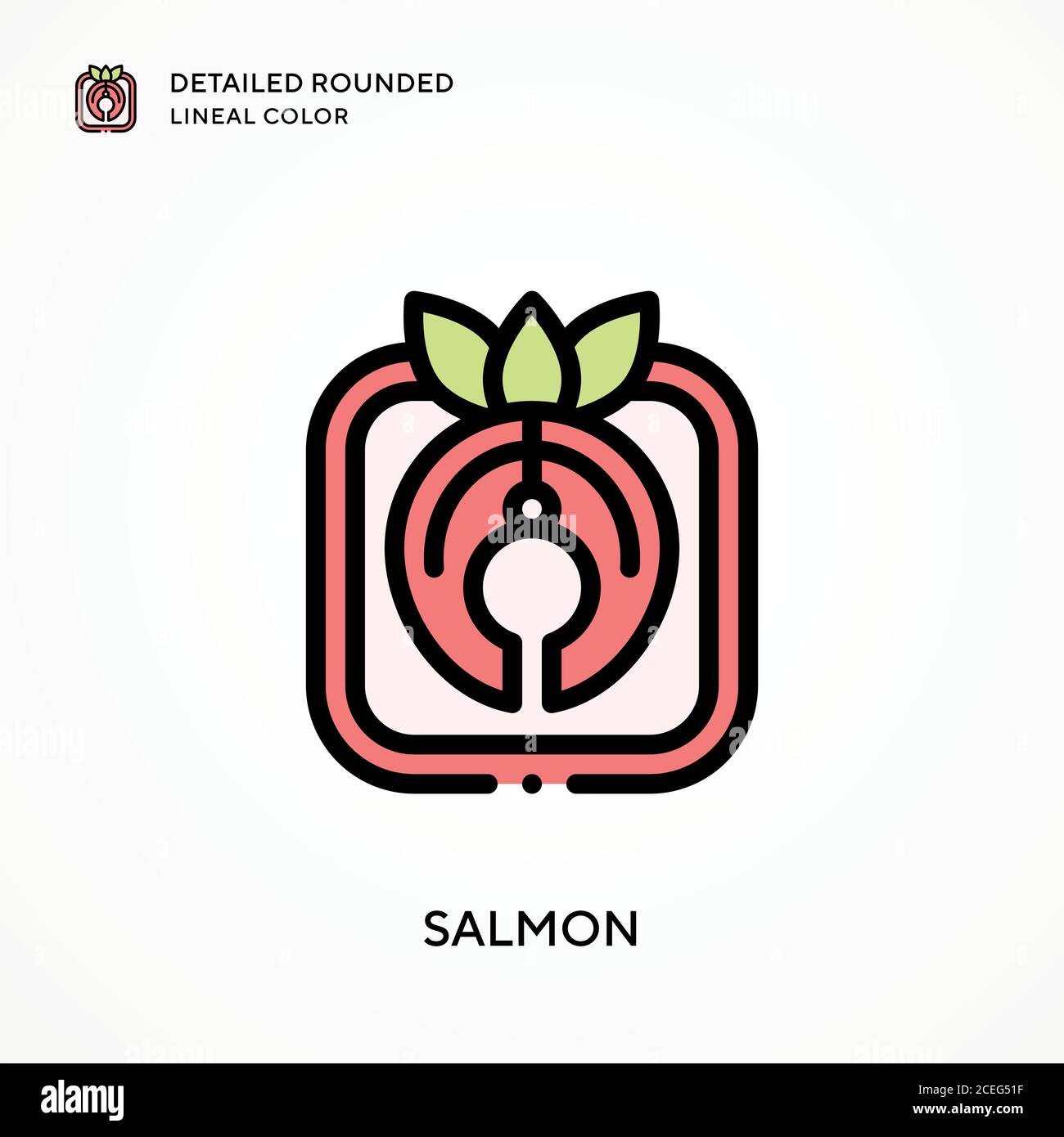 Salmon detailed rounded lineal color. Modern vector illustration ...