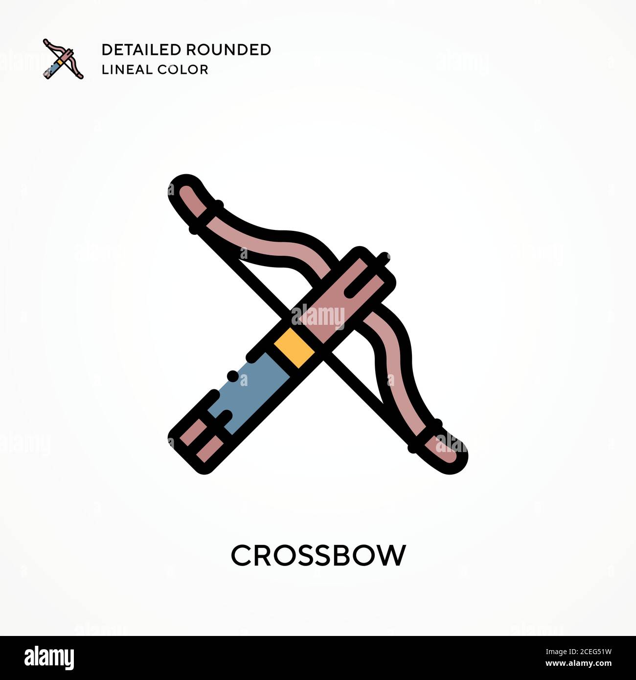 Crossbow detailed rounded lineal color. Modern vector illustration ...