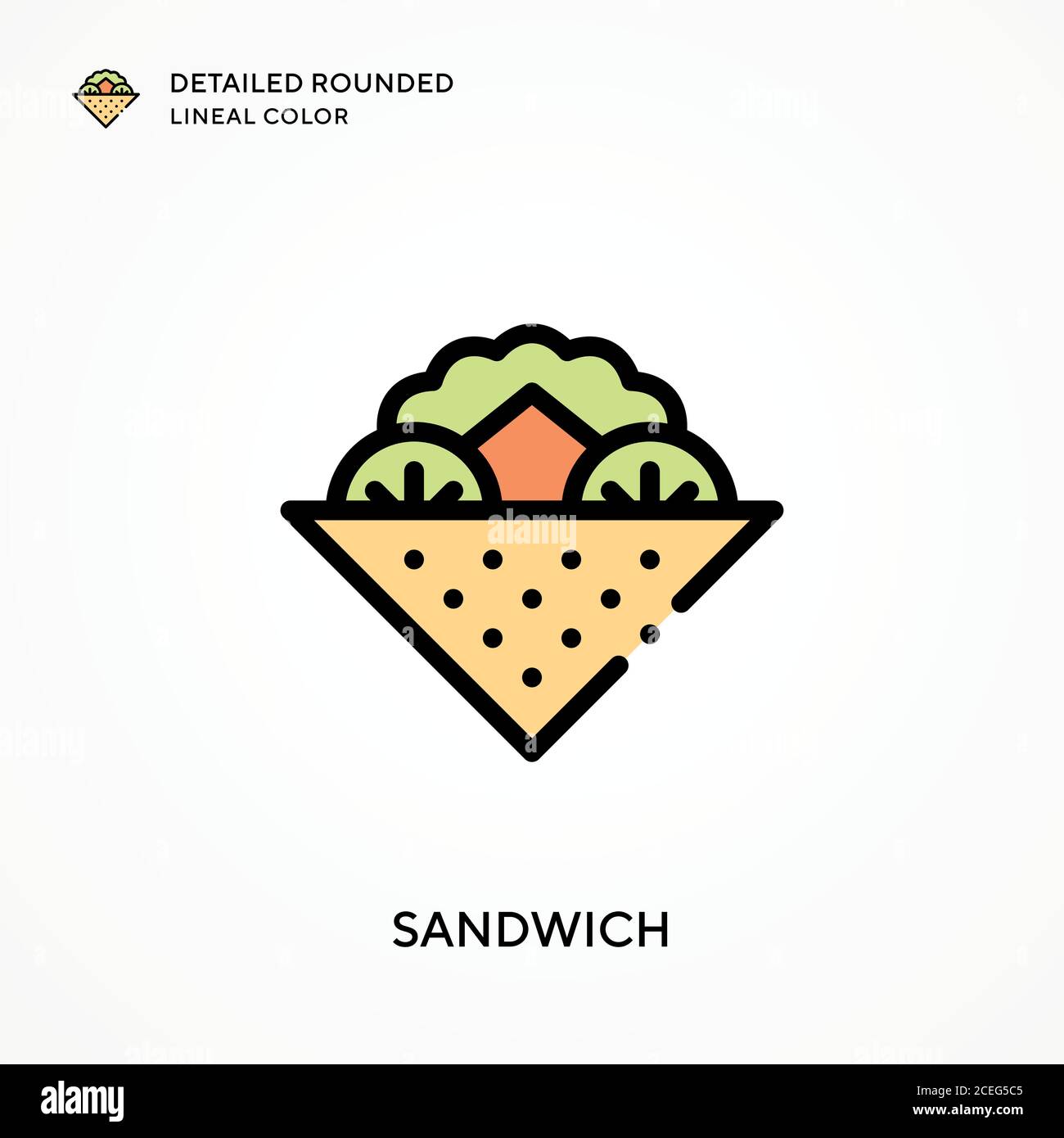 Sandwich detailed rounded lineal color. Modern vector illustration ...