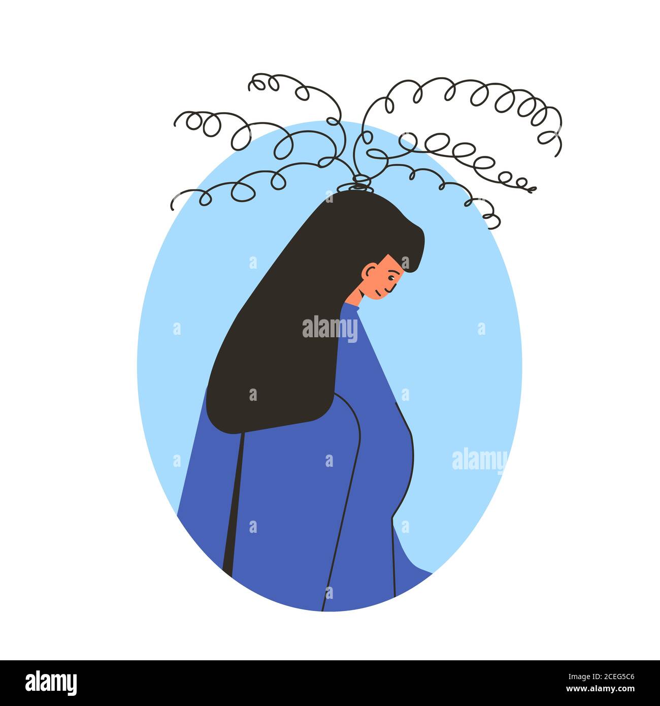 Woman in depression portrait. Female patient with psychological ...