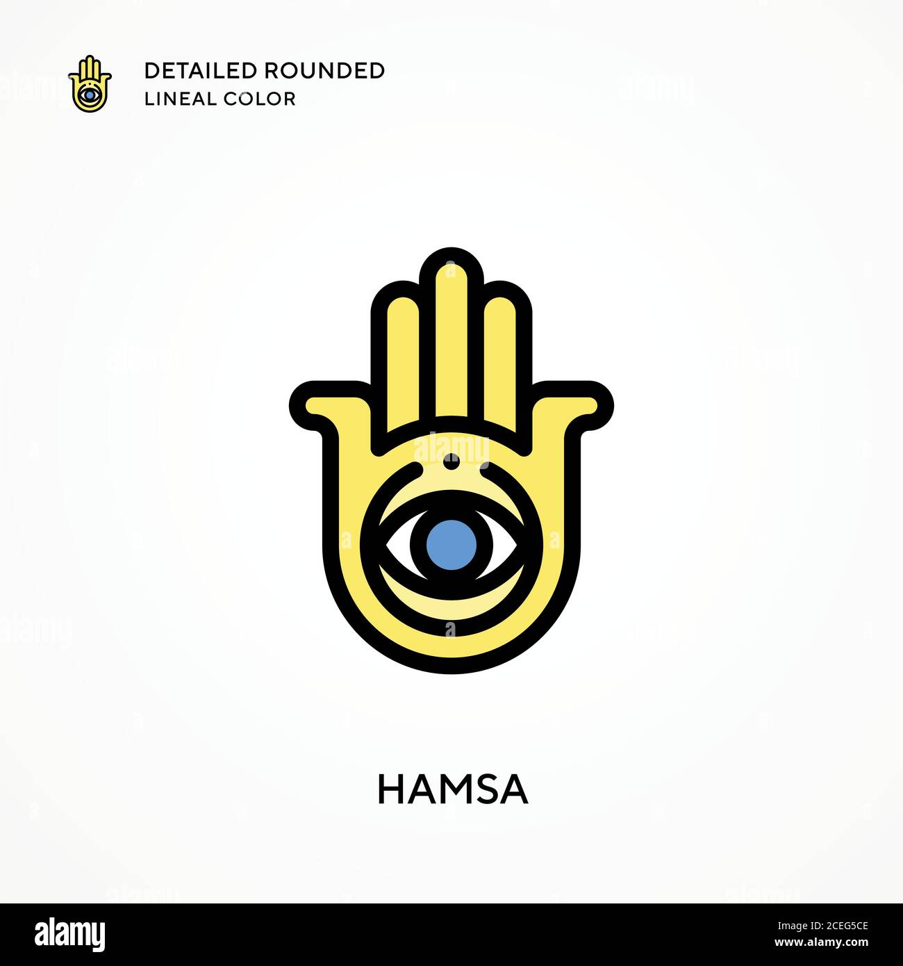 Hamsa detailed rounded lineal color. Modern vector illustration ...