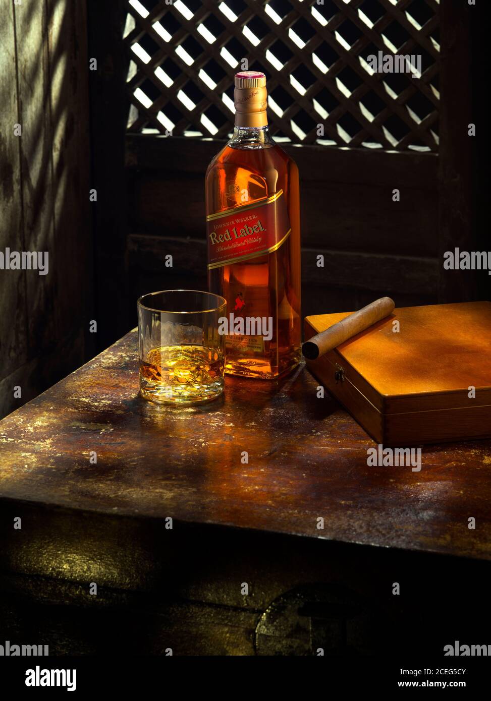 Whisky Red Label Bottle Glass High Resolution Stock Photography and ...