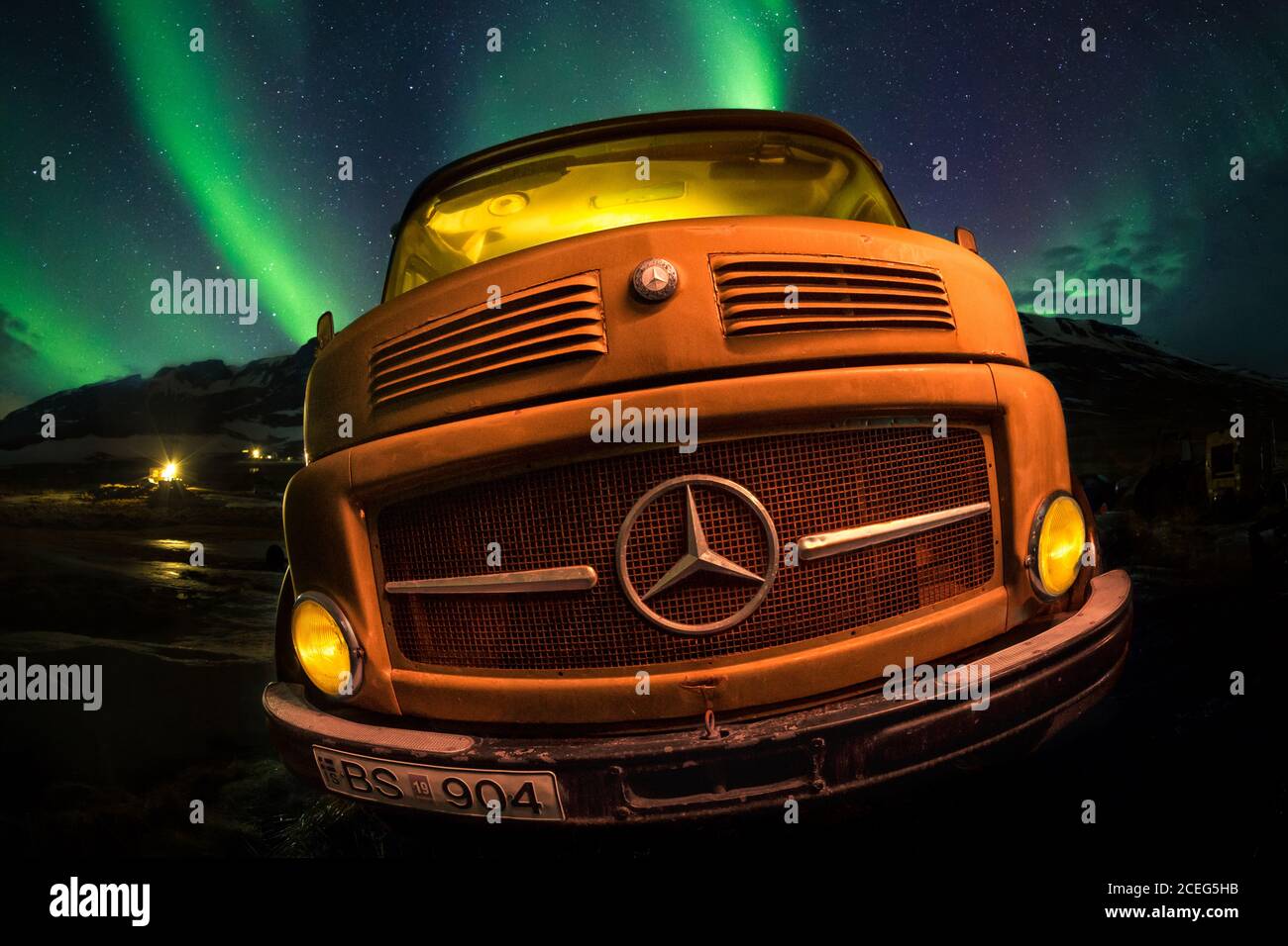 Car lights shining lights hi-res stock photography and images - Alamy