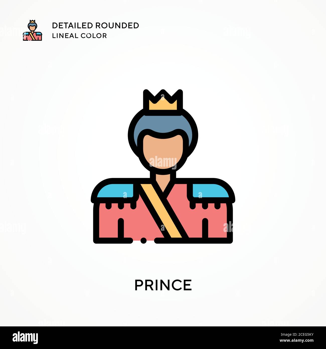 Prince detailed rounded lineal color. Modern vector illustration ...