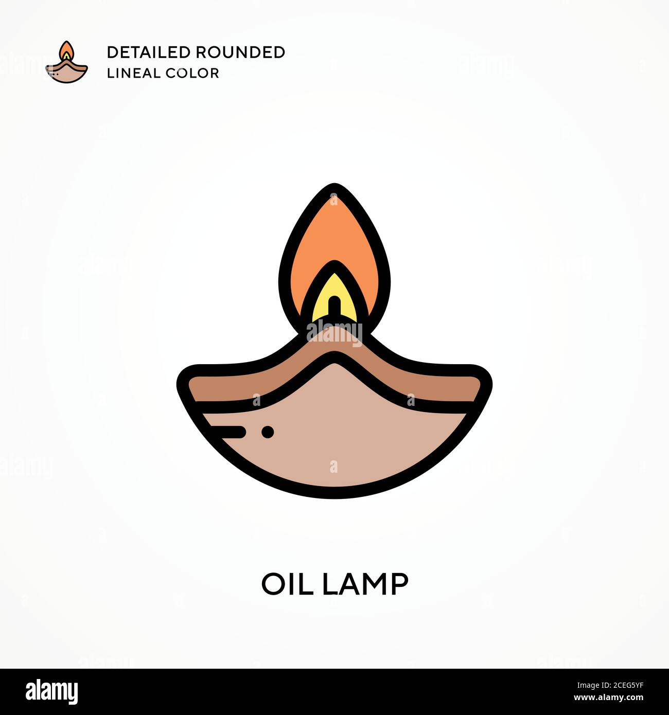 Oil lamp detailed rounded lineal color. Modern vector illustration ...