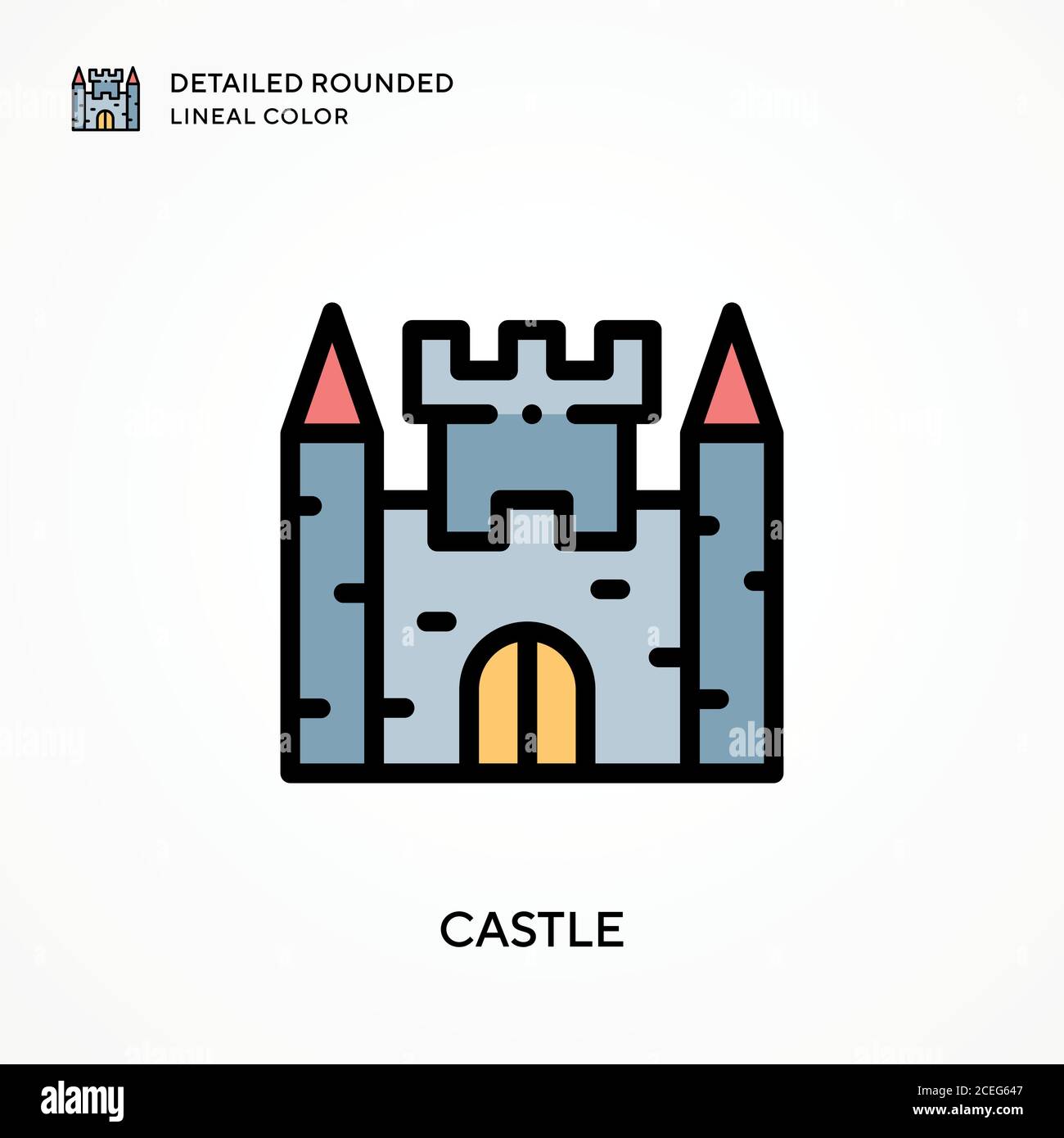 Castle detailed rounded lineal color. Modern vector illustration ...