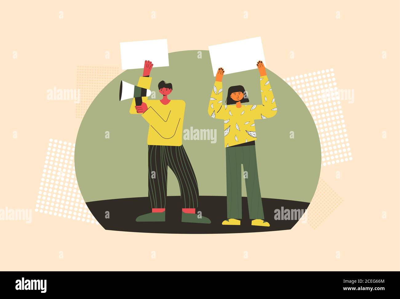 Protest. People holding placards. Persons standing together with blank ...