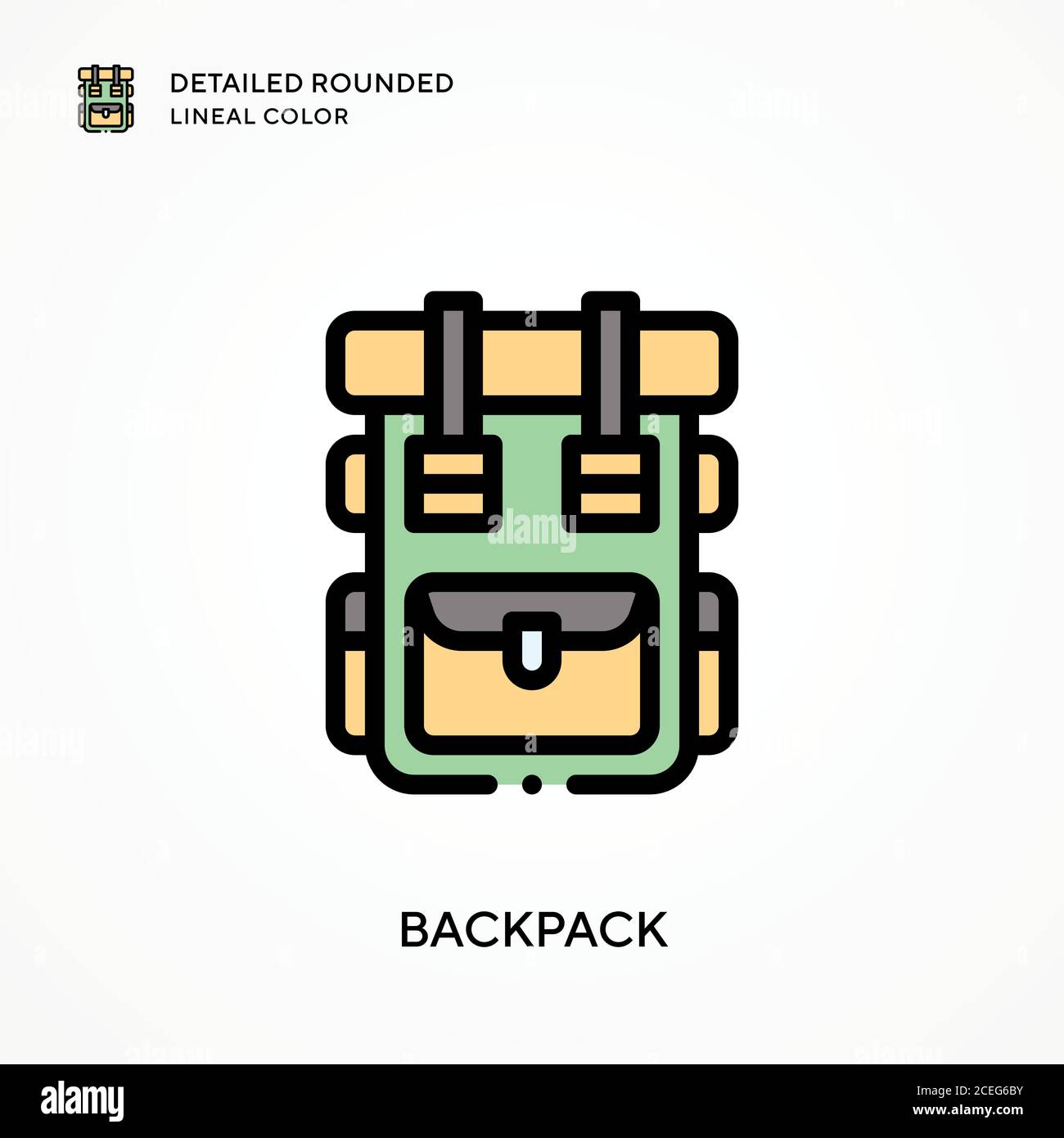 Backpack detailed rounded lineal color. Modern vector illustration ...
