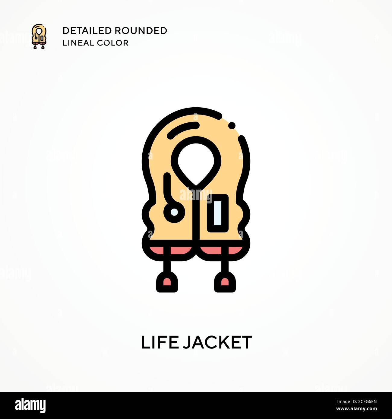 Life jacket detailed rounded lineal color. Modern vector illustration concepts. Easy to edit and ...