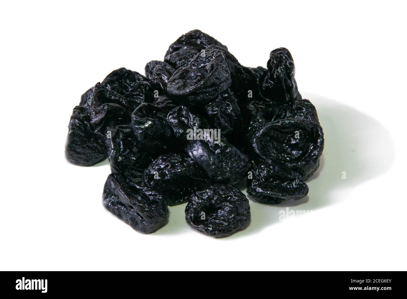 Dried plum - prunes fruits isolated on a white background. Front views ...