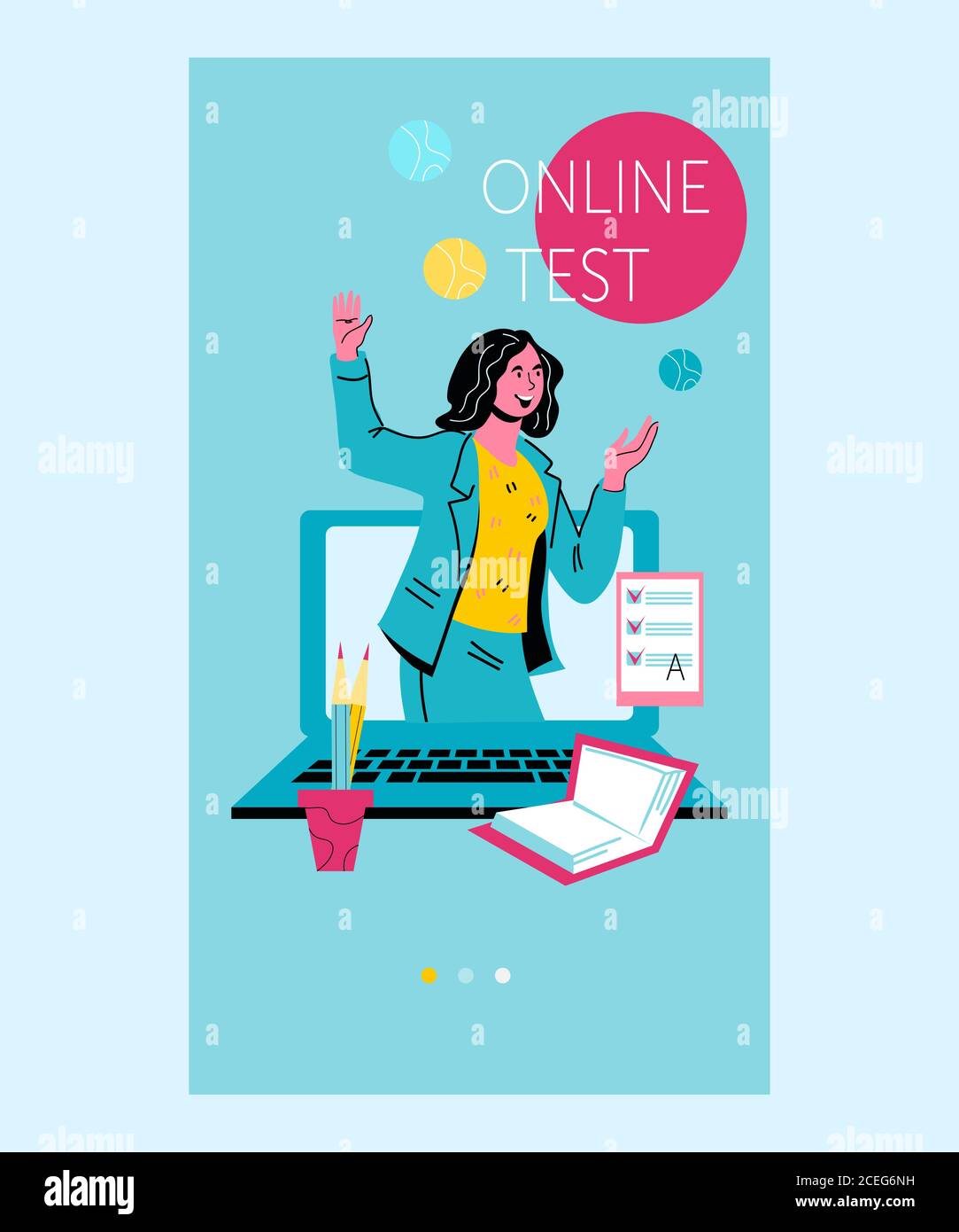 Online test mobile app for internet education courses flat vector ...