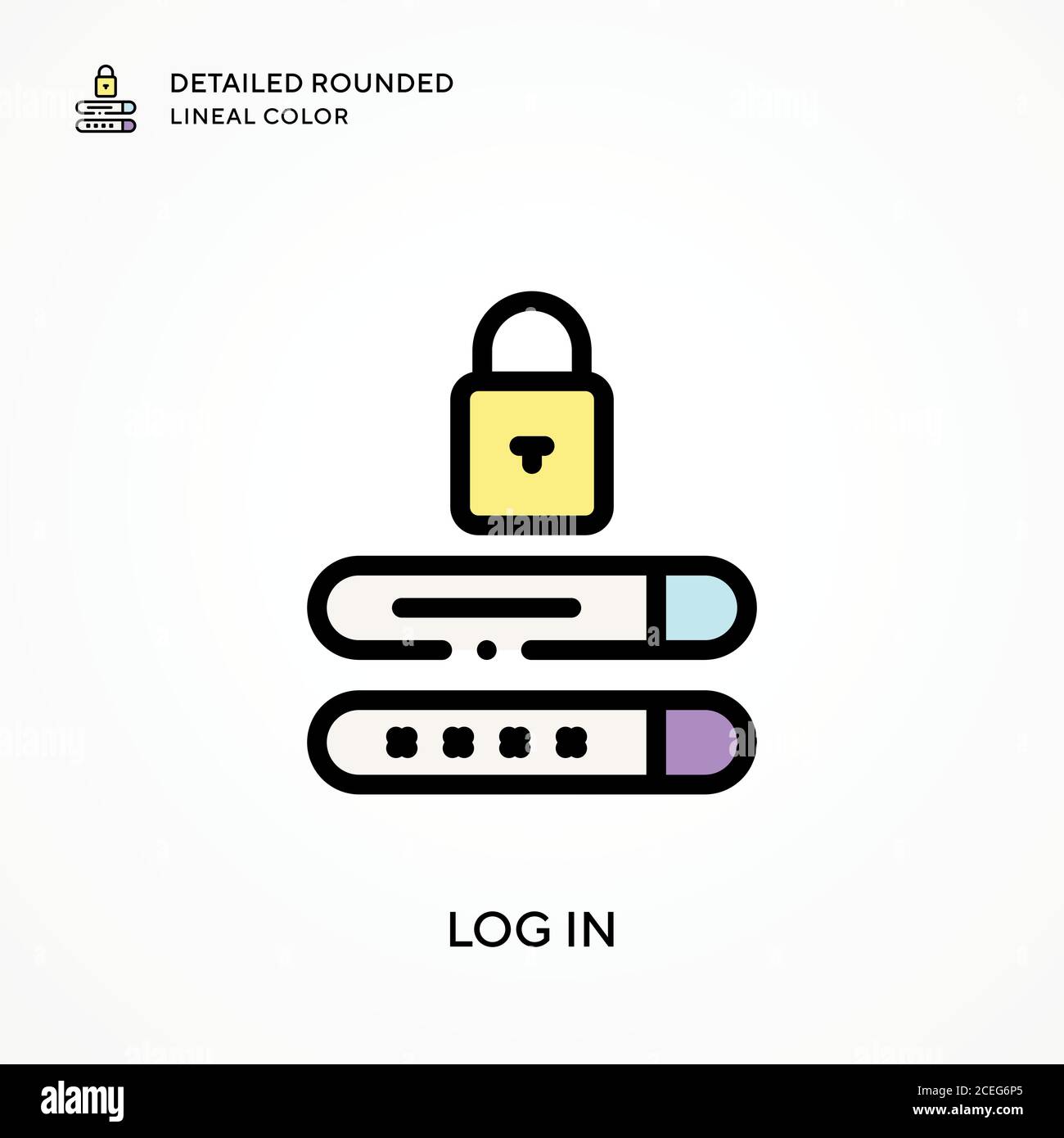 Log in detailed rounded lineal color. Modern vector illustration ...