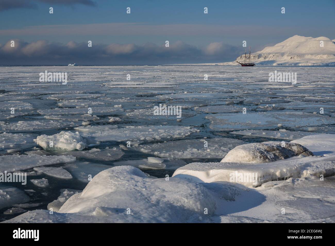 Huge ice blocks on water Stock Photo - Alamy