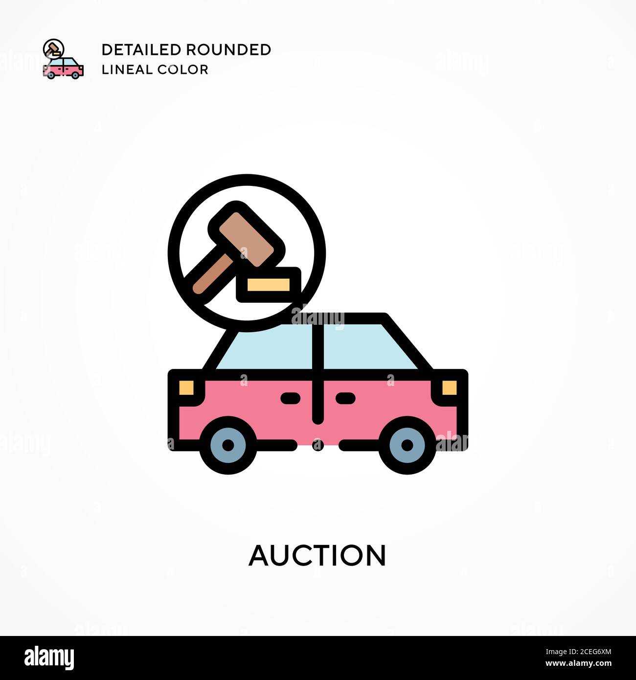 Auction detailed rounded lineal color. Modern vector illustration ...