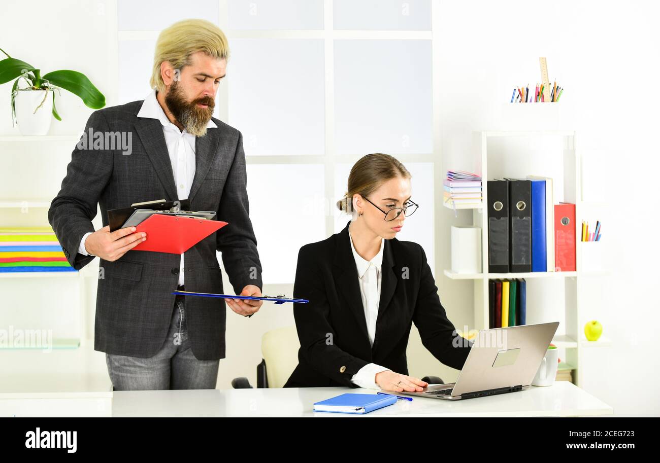 Subordination and teamwork. Business report. Successful business. Man ...