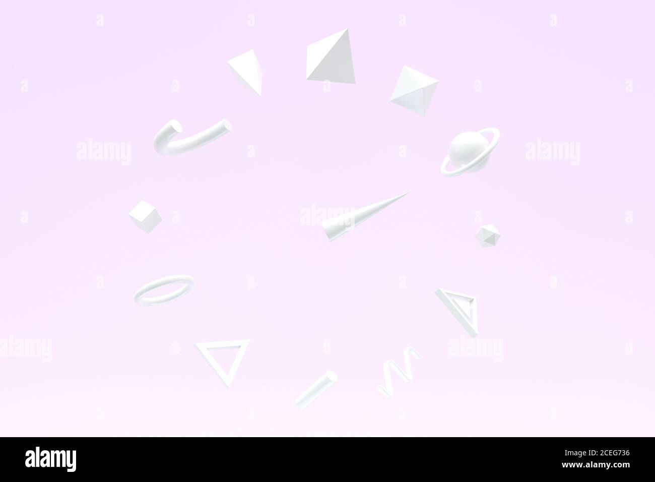 Floating geometries, creative background, 3d rendering. Computer ...