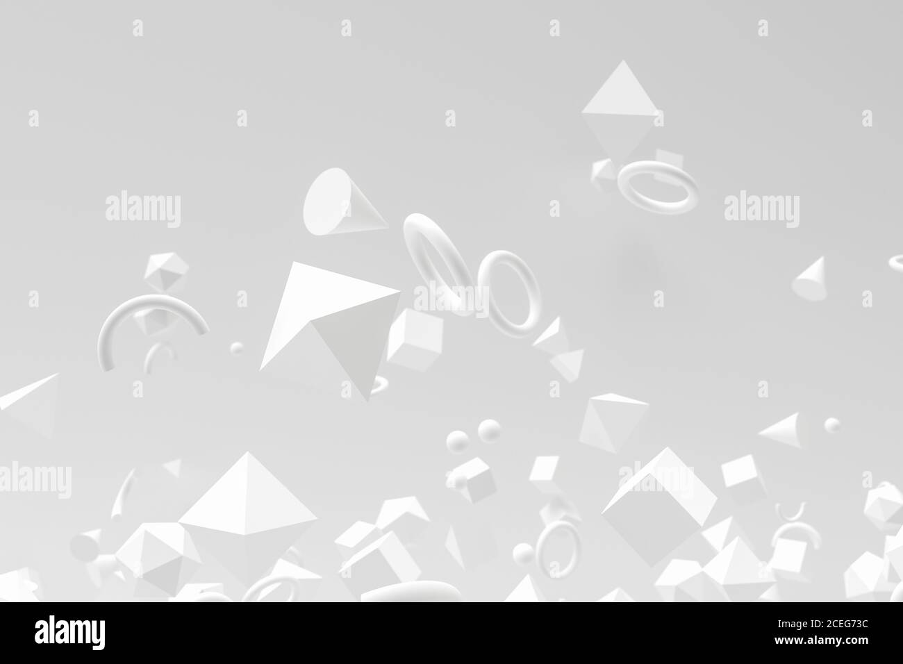 Floating geometries, creative background, 3d rendering. Computer ...