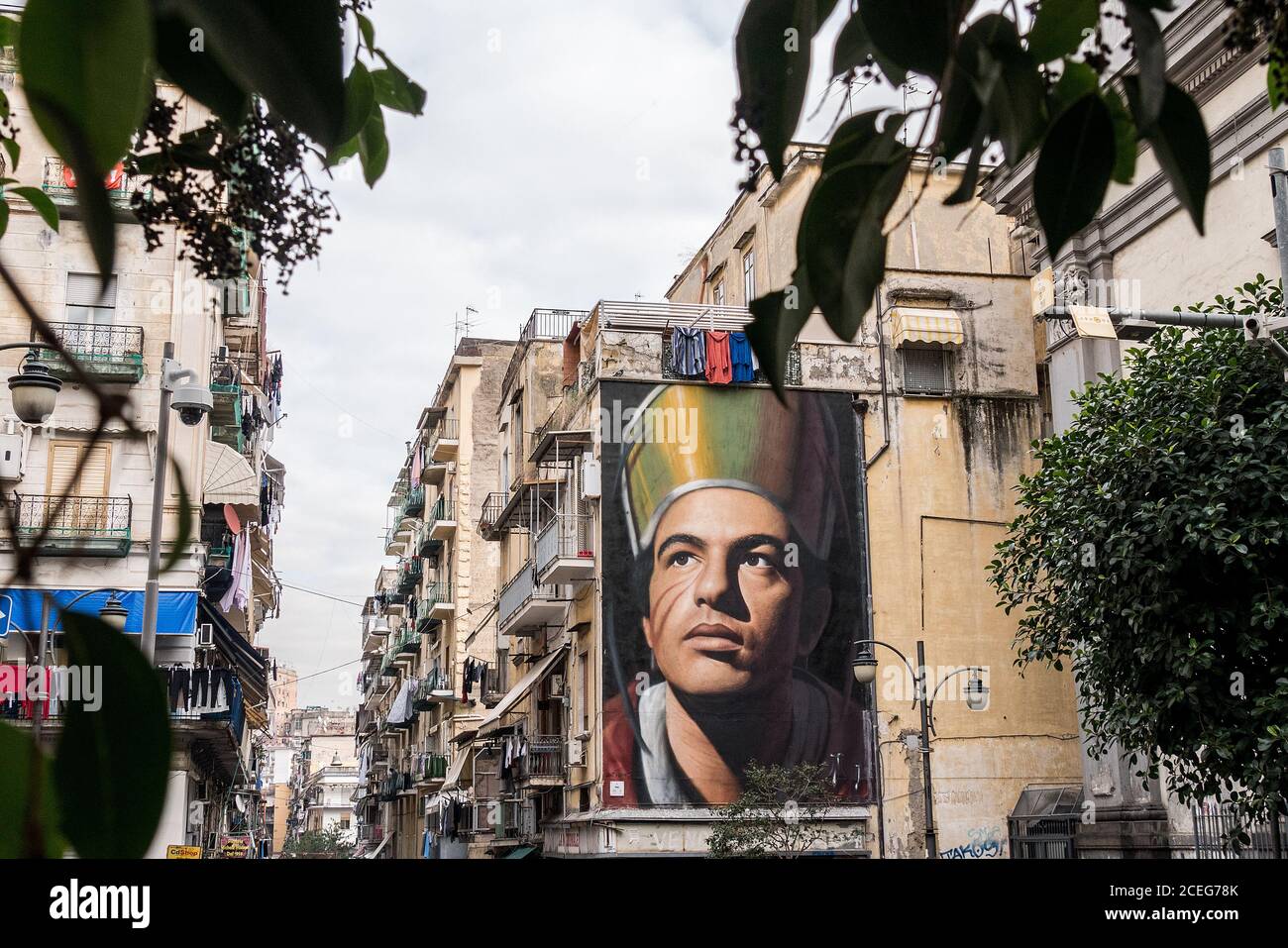 Decorated Building in Forcella district in the historic center Naples ...