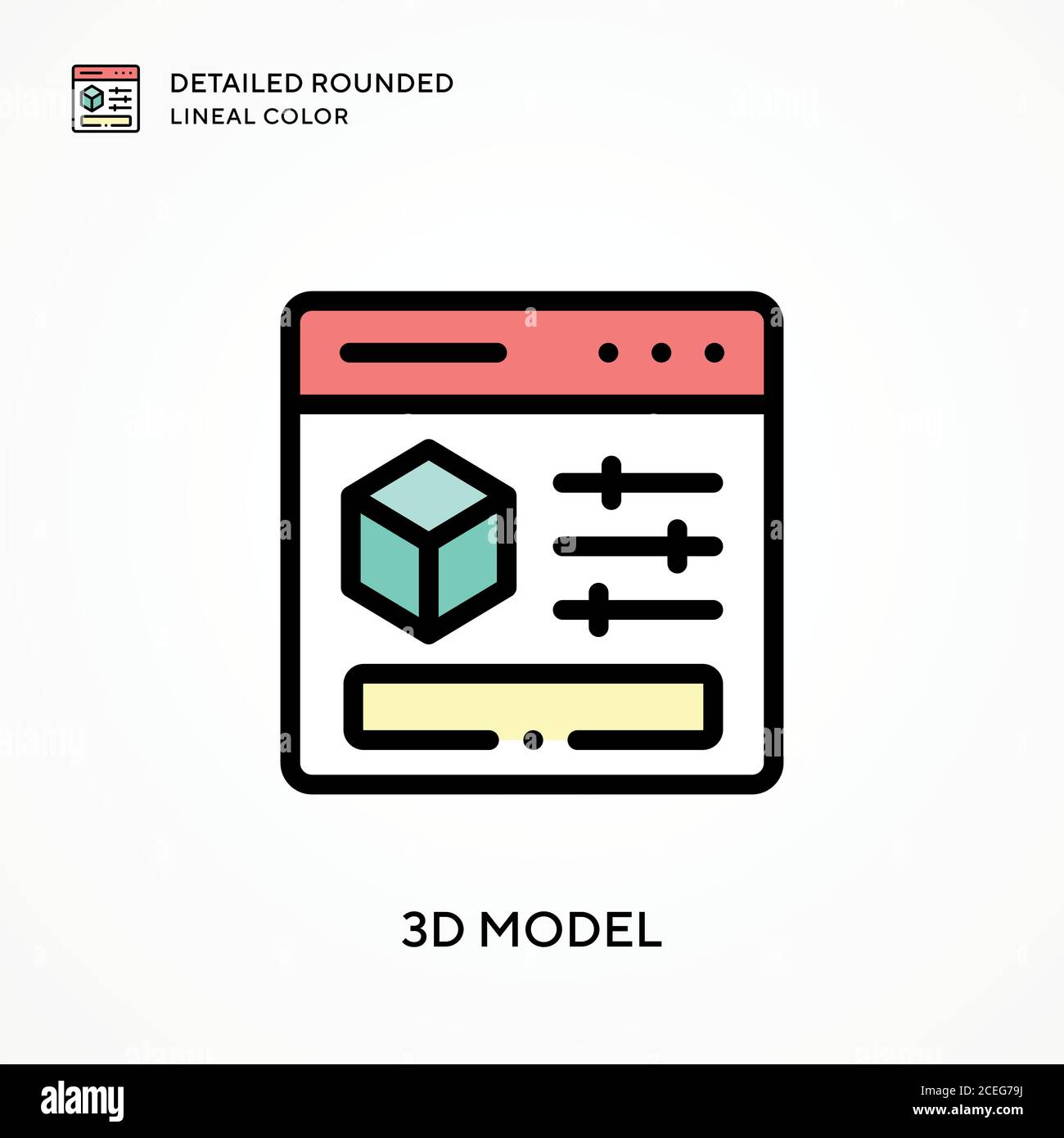 3d model detailed rounded lineal color. Modern vector illustration ...