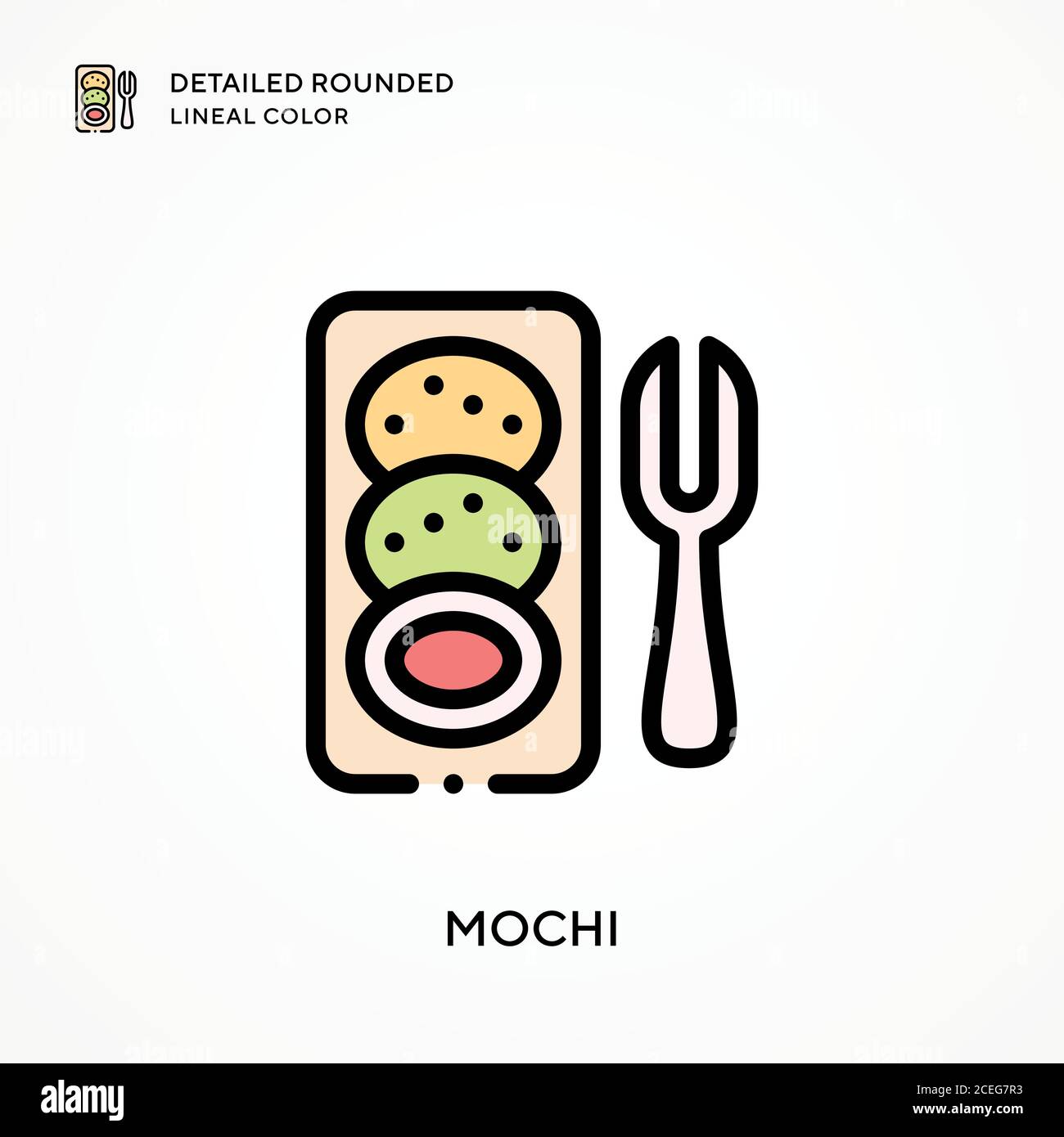 Mochi detailed rounded lineal color. Modern vector illustration ...