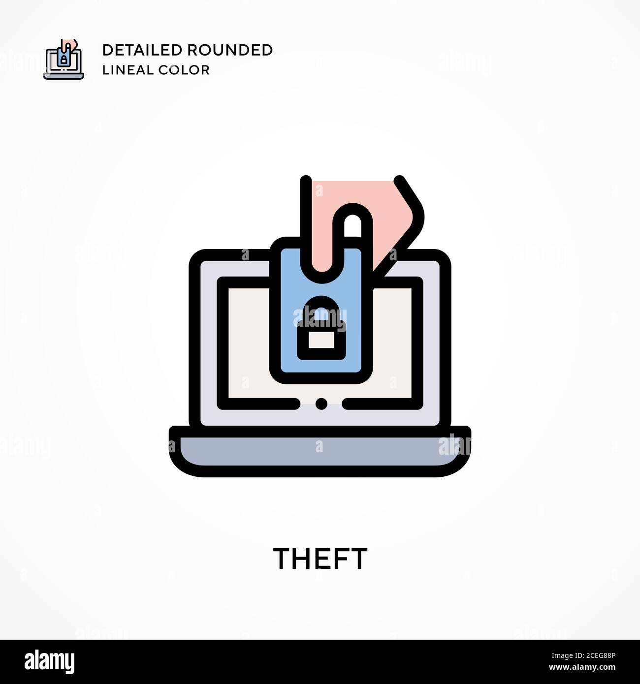 Theft detailed rounded lineal color. Modern vector illustration ...