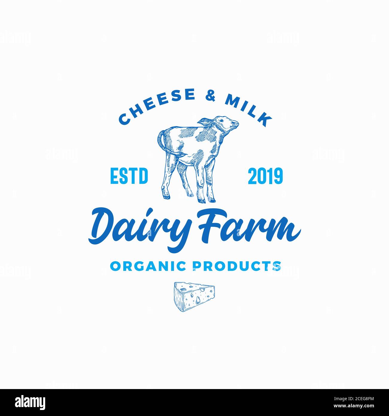 Cheese and Milk Dairy Farm. Abstract Vector Sign, Symbol or Logo ...