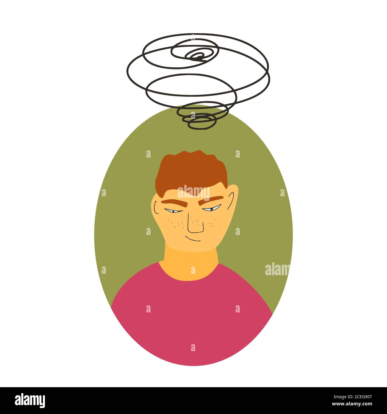 Young man in depression portrait. Male patient with psychological ...