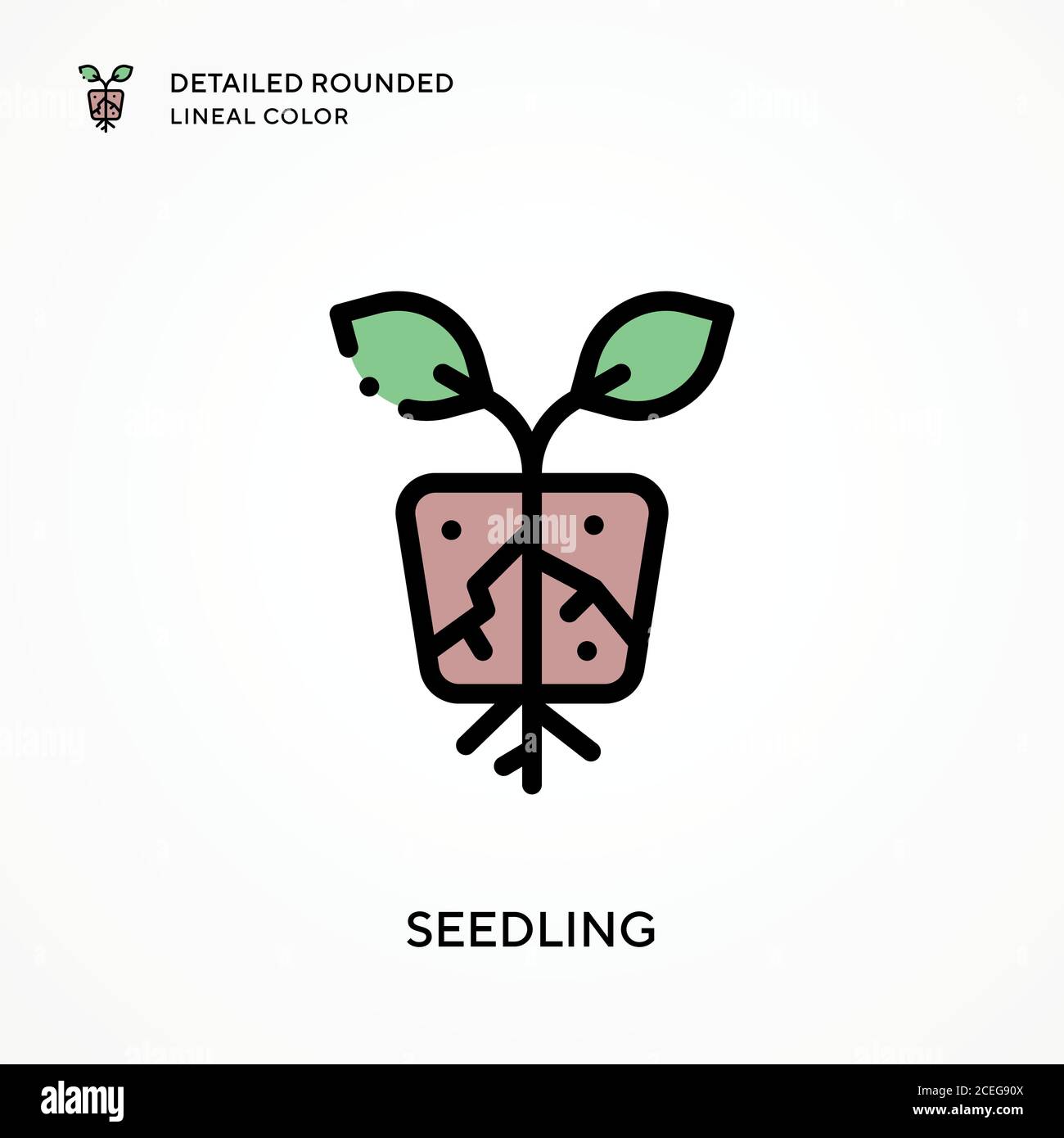 Seedling detailed rounded lineal color. Modern vector illustration ...