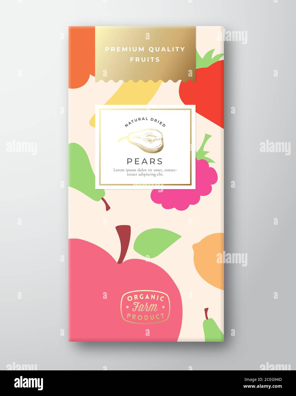 Dried Fruits Label Packaging Design Layout. Abstract Vector Paper Box ...