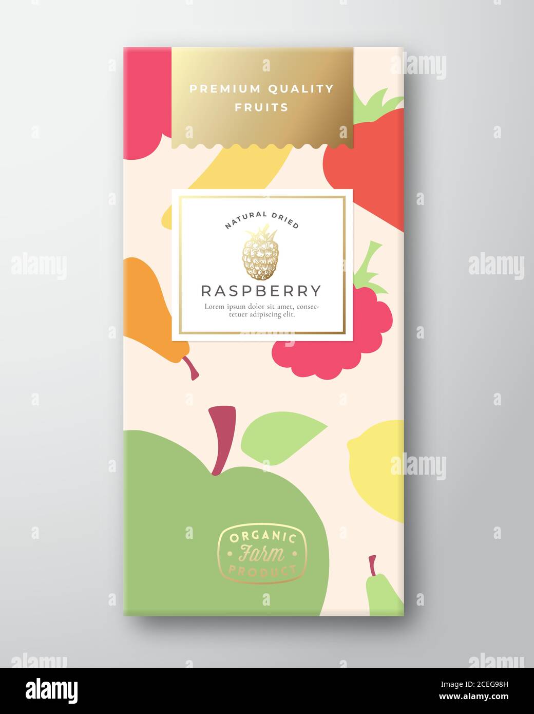 Dried Fruits Label Packaging Design Layout. Abstract Vector Paper Box ...