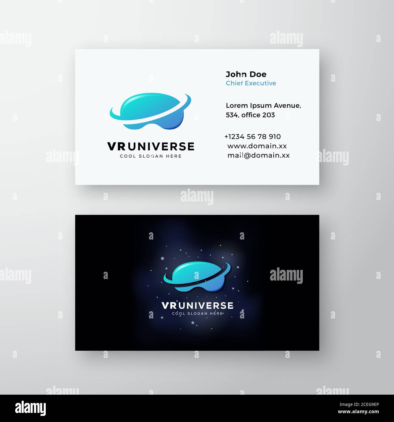 Virtual Reality Universe Abstract Vector Sign or Logo and Business Card ...