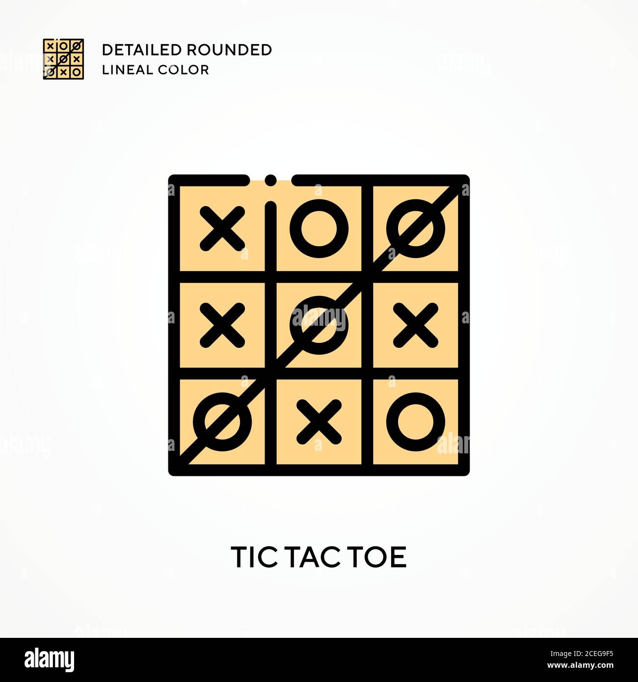 Tic tac toe detailed rounded lineal color. Modern vector illustration ...
