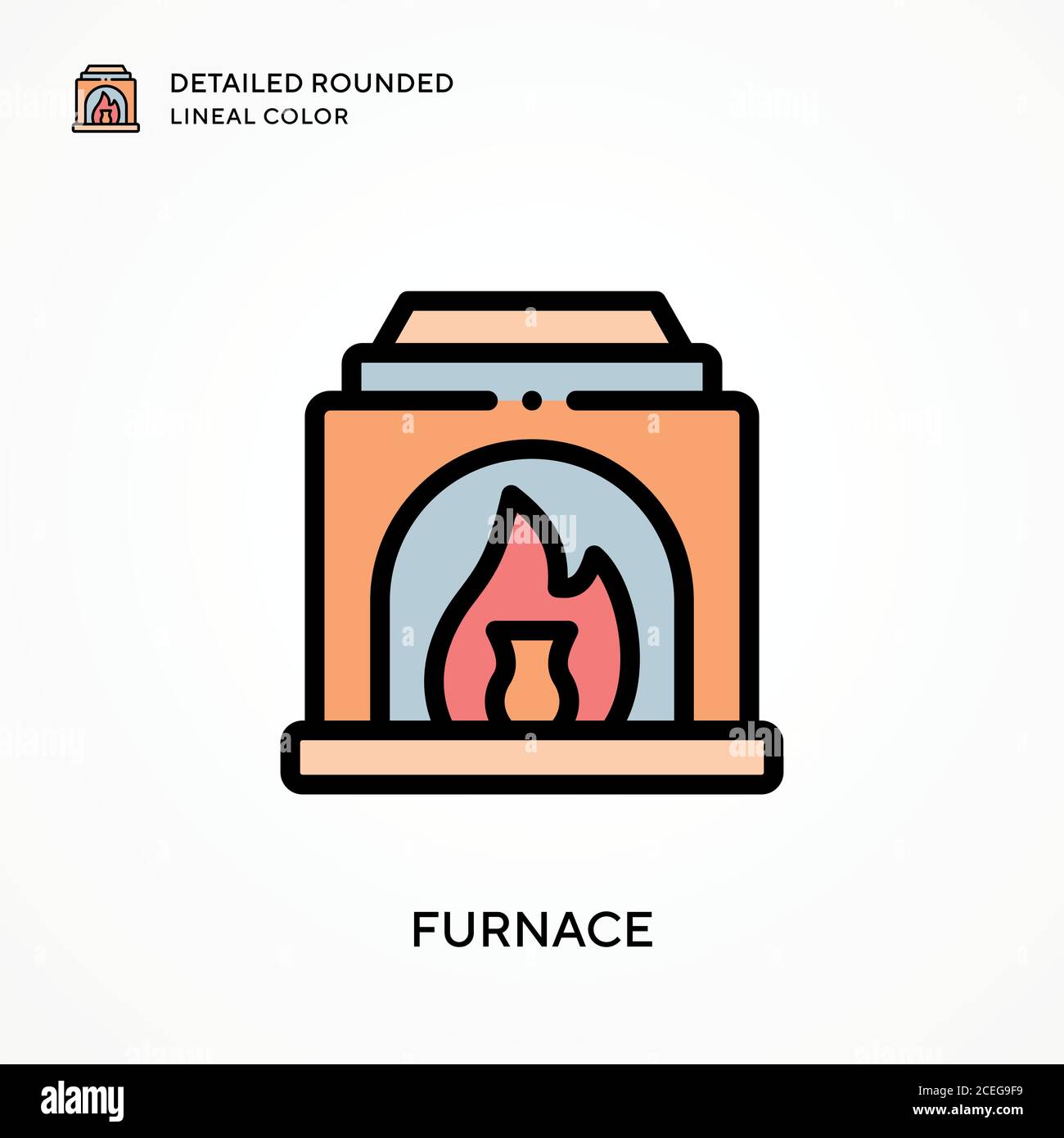 Furnace detailed rounded lineal color. Modern vector illustration ...