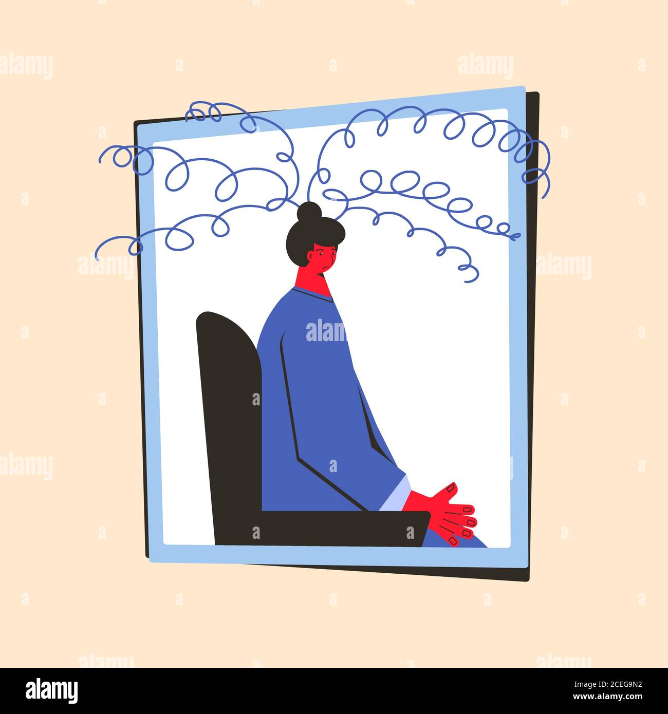 Woman in depression portrait. Female patient with psychological ...