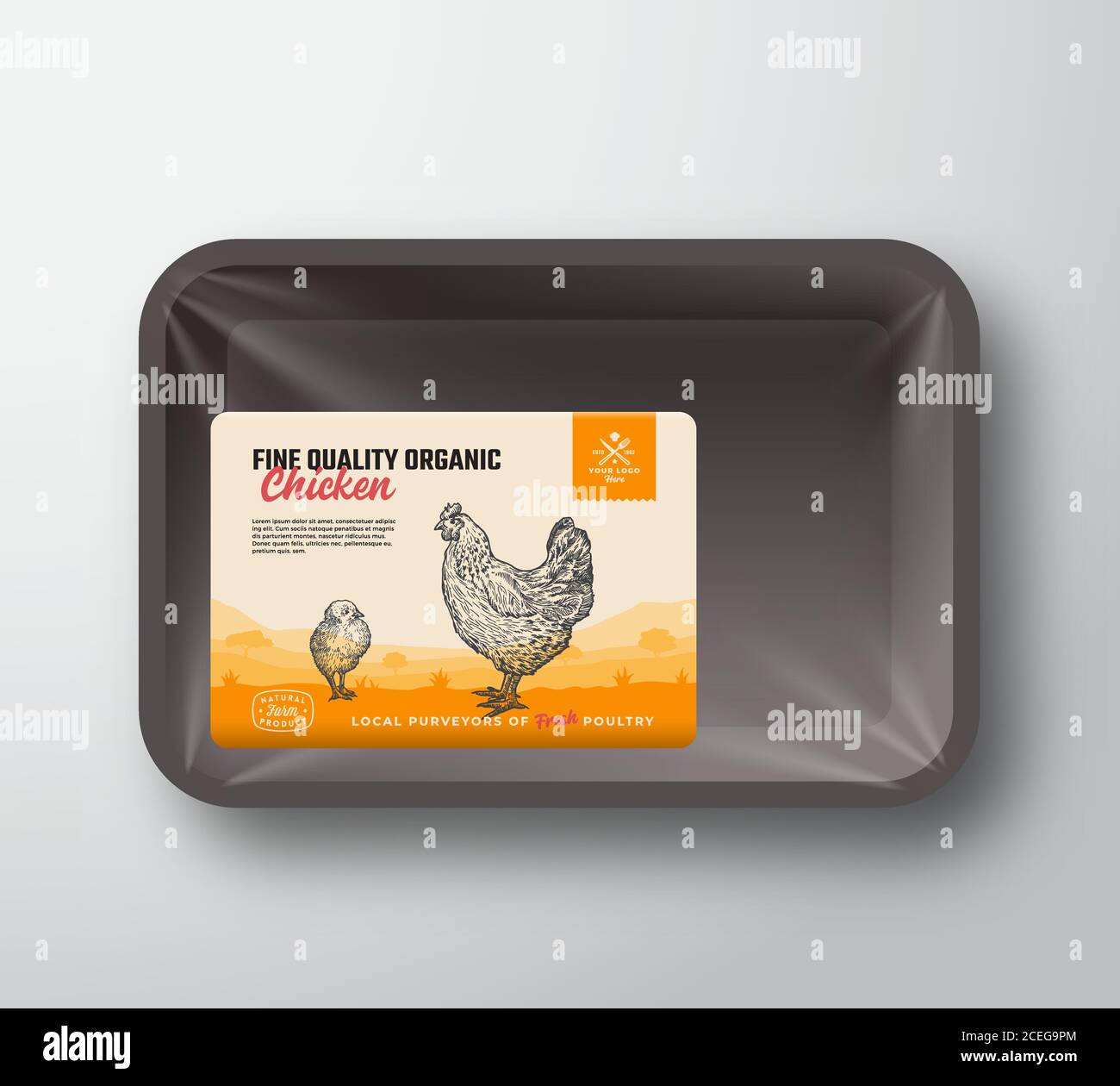 Fine Quality Organic Chicken. Abstract Vector Meat Plastic Tray ...