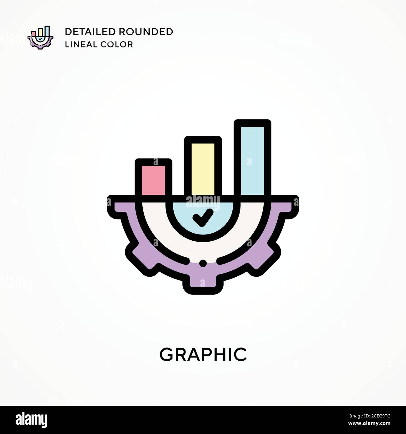 Graphic detailed rounded lineal color. Modern vector illustration ...